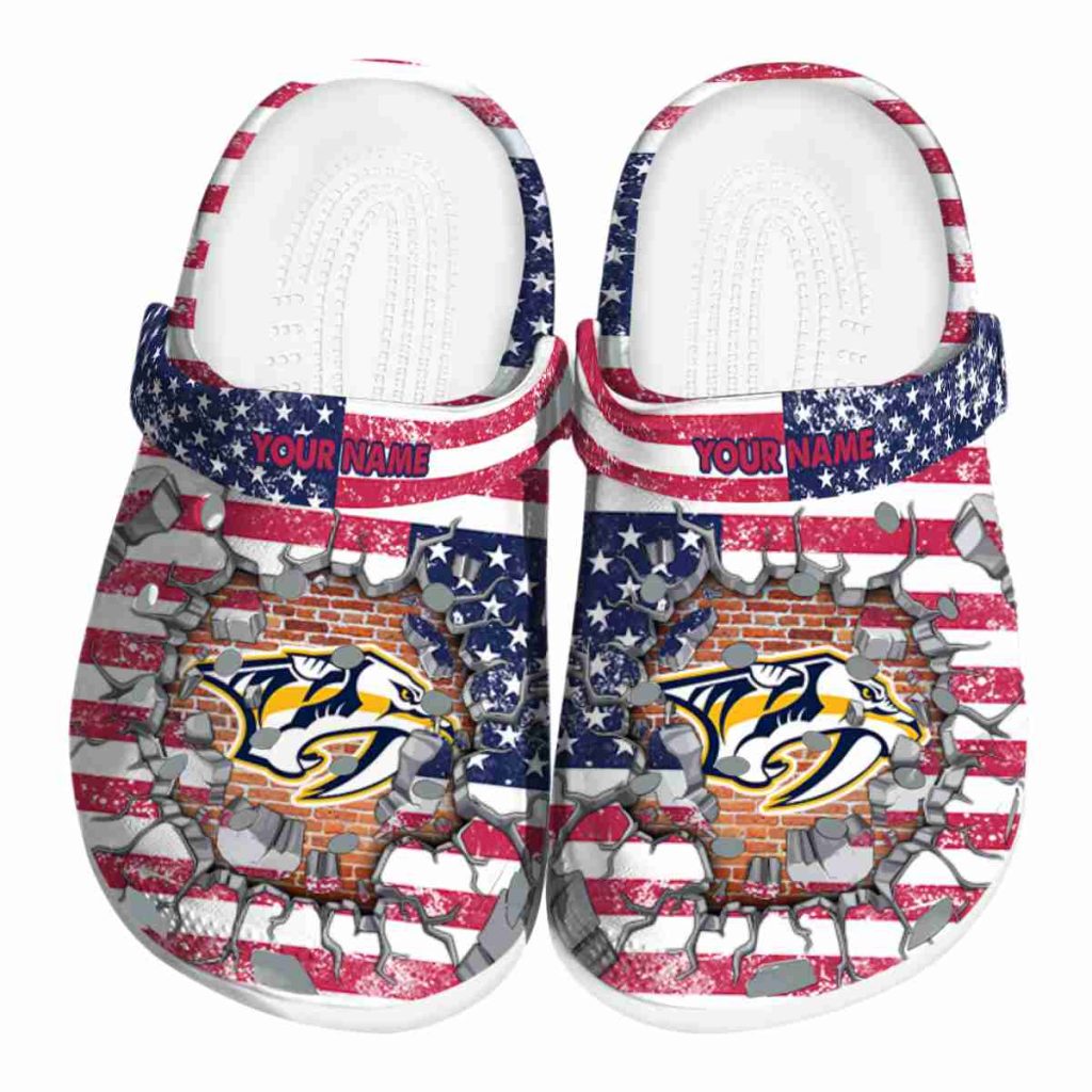 Custom Nashville Predators Freedom Splinter Clog - VivaCrocs