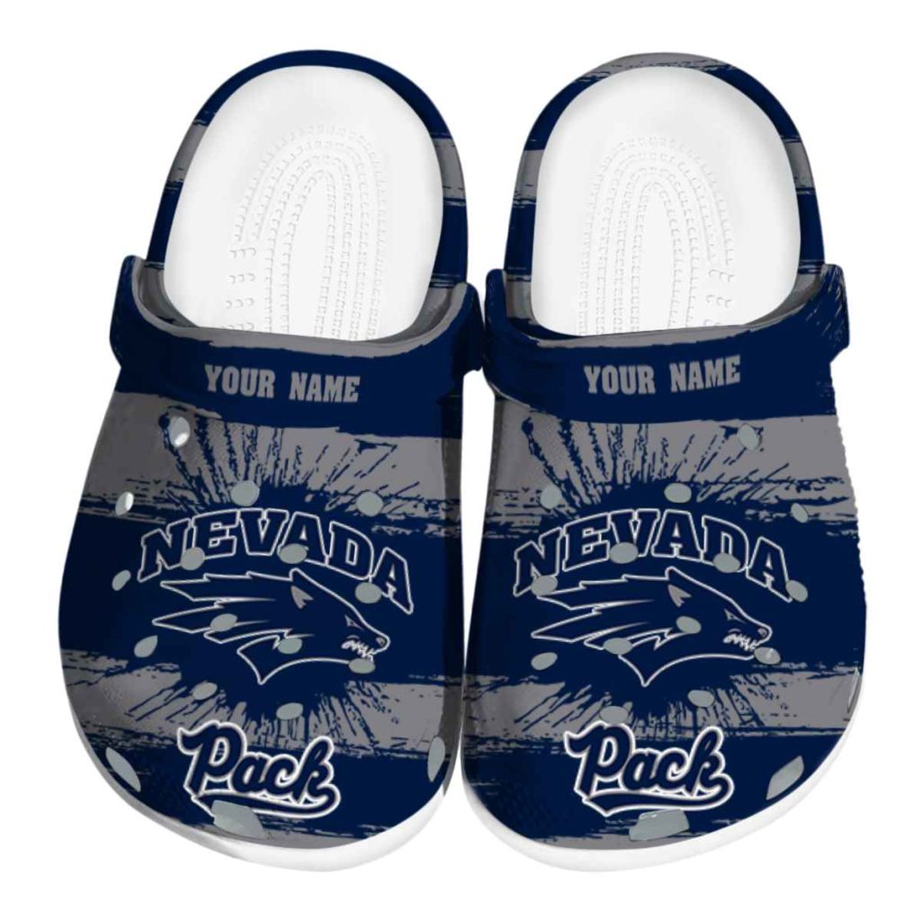 Custom Nevada Wolf Pack Paint Splatter Graphics Clog - VivaCrocs