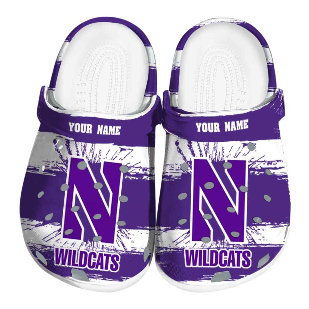 Custom Northwestern Wildcats Paint Splatter Graphics Clog - VivaCrocs