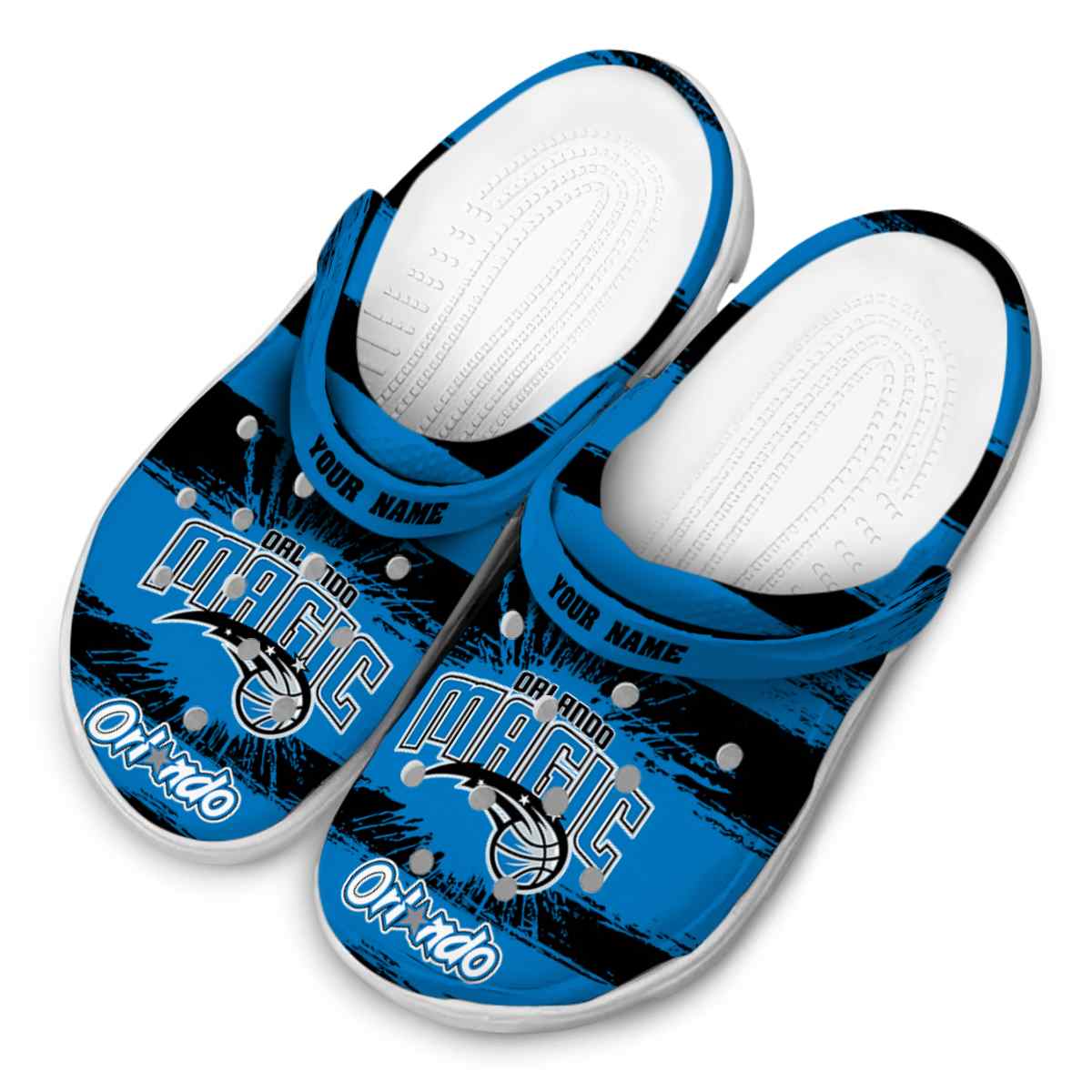 Custom Orlando Magic Paint Splatter Graphics Clog - VivaCrocs
