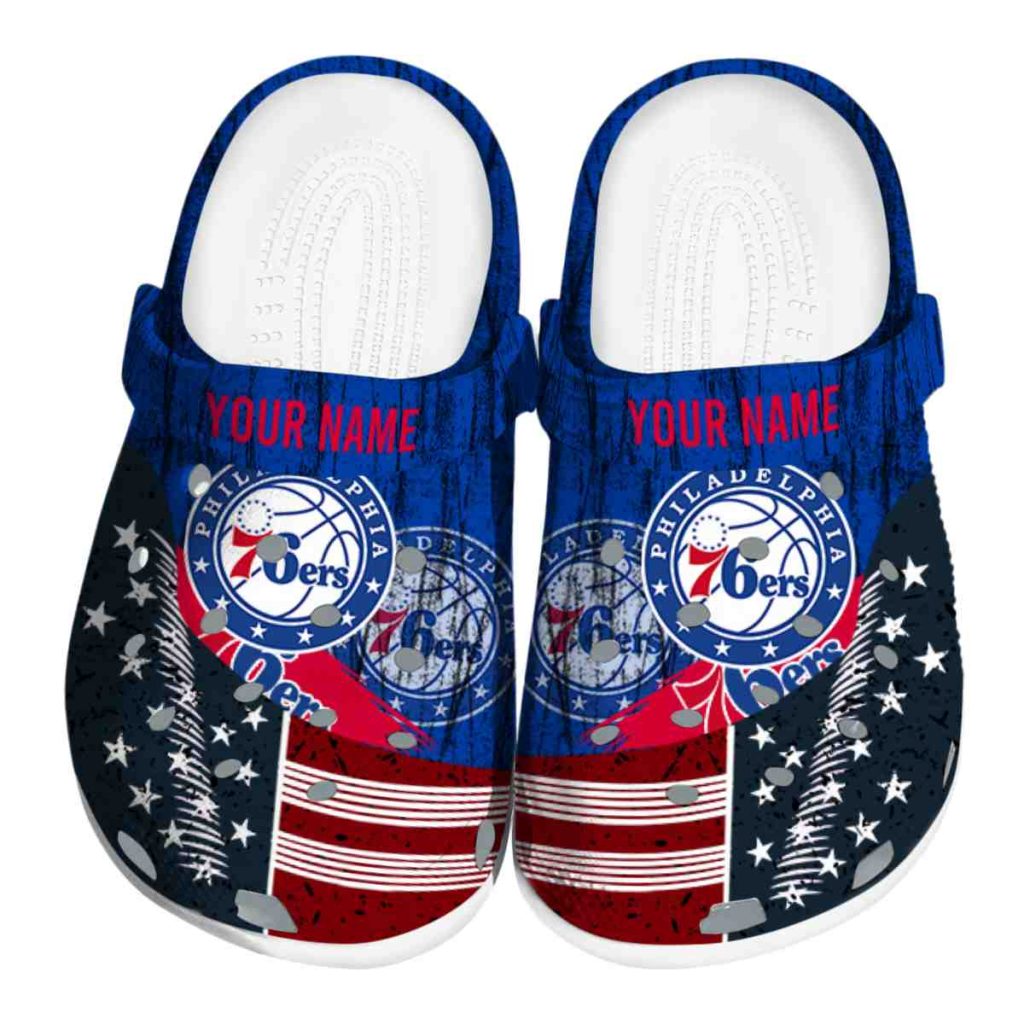 Custom Philadelphia 76ers Star-Spangled Side Pattern Clog - VivaCrocs