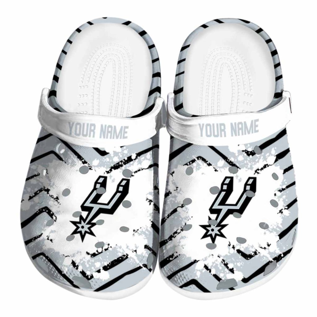 Custom San Antonio Spurs Zigzag Paint Burst Clog - VivaCrocs