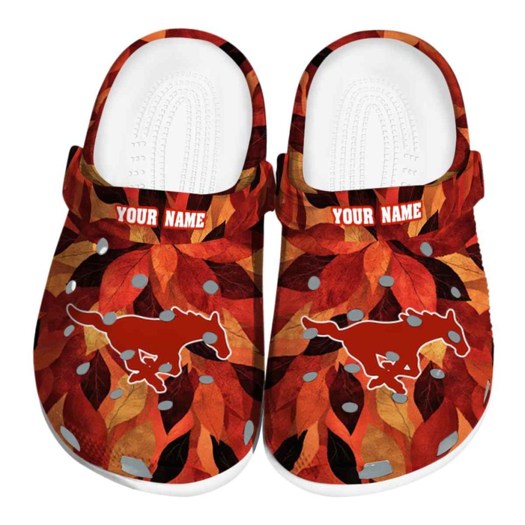 Custom SMU Mustangs Autumn Leaves Clog - VivaCrocs