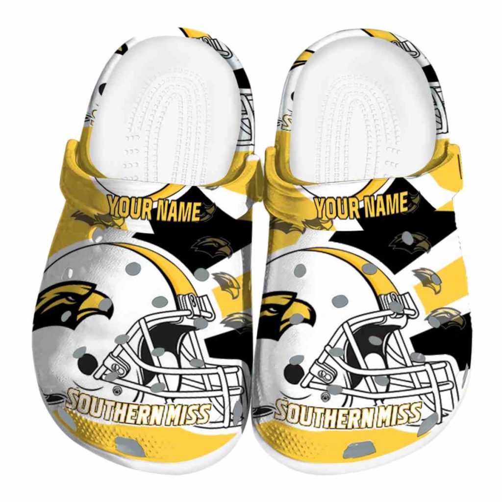 Custom Southern Miss Golden Eagles Football Helmet Clog - VivaCrocs