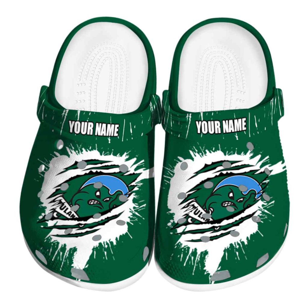 Custom Tulane Green Wave Splash Motif Background Clog - VivaCrocs