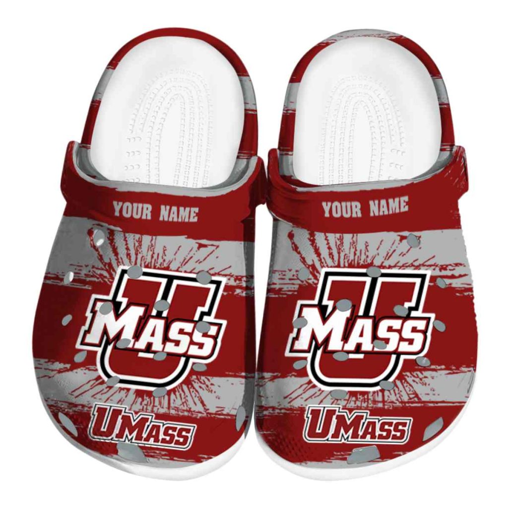 Custom UMass Minutemen Paint Splatter Graphics Clog - VivaCrocs
