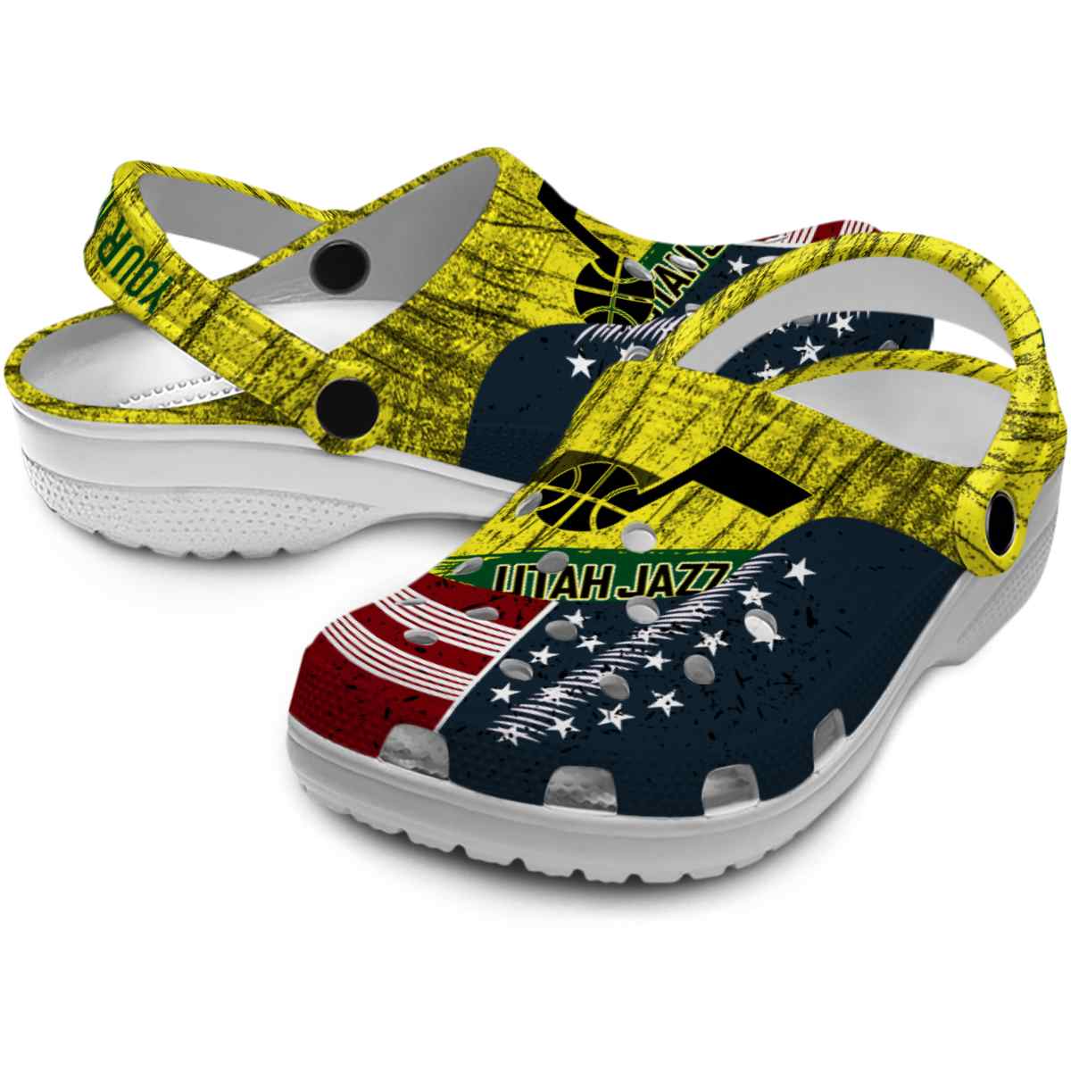 Custom Utah Jazz Star-Spangled Side Pattern Clog - VivaCrocs