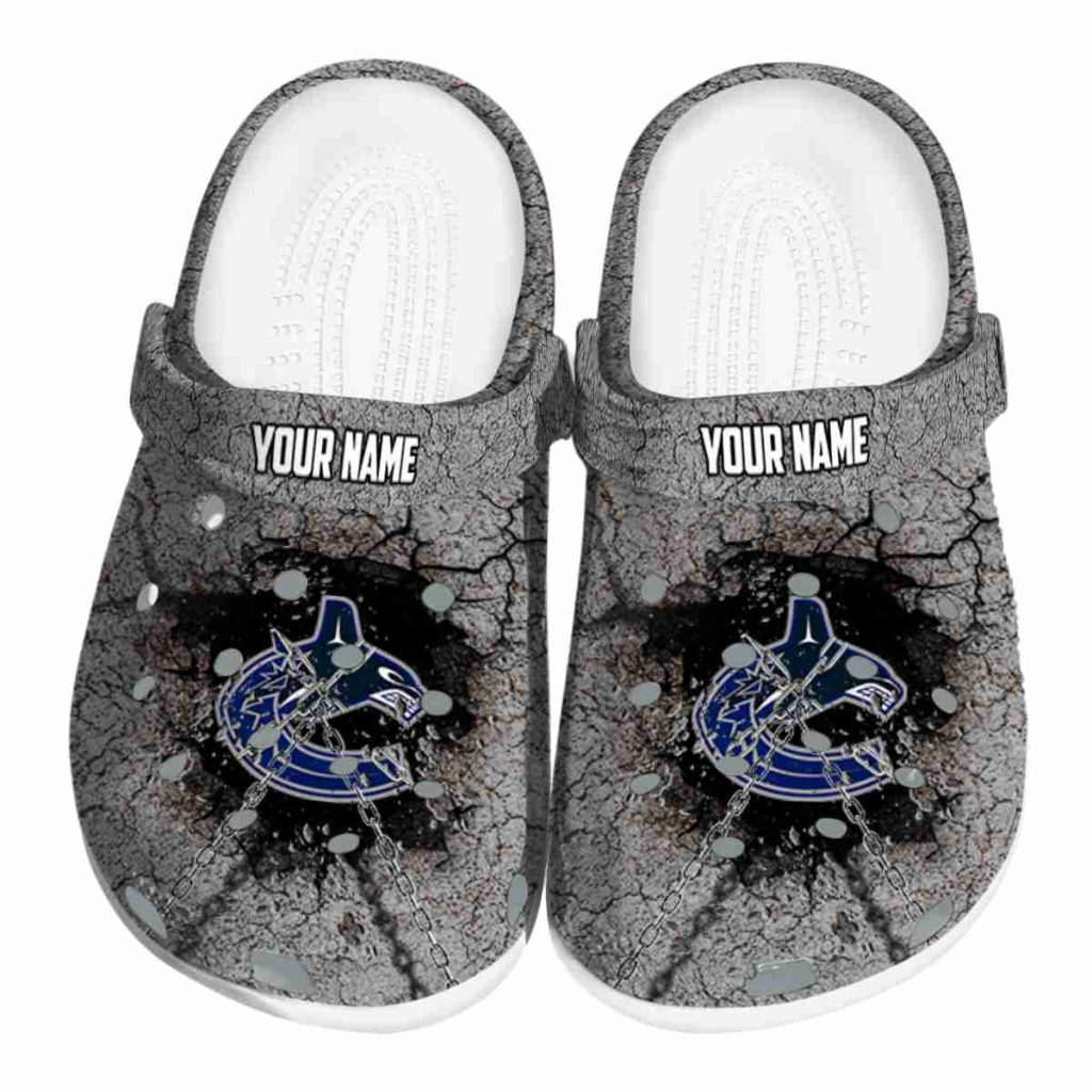Custom Vancouver Canucks Cracked Ground Texture Clog - VivaCrocs