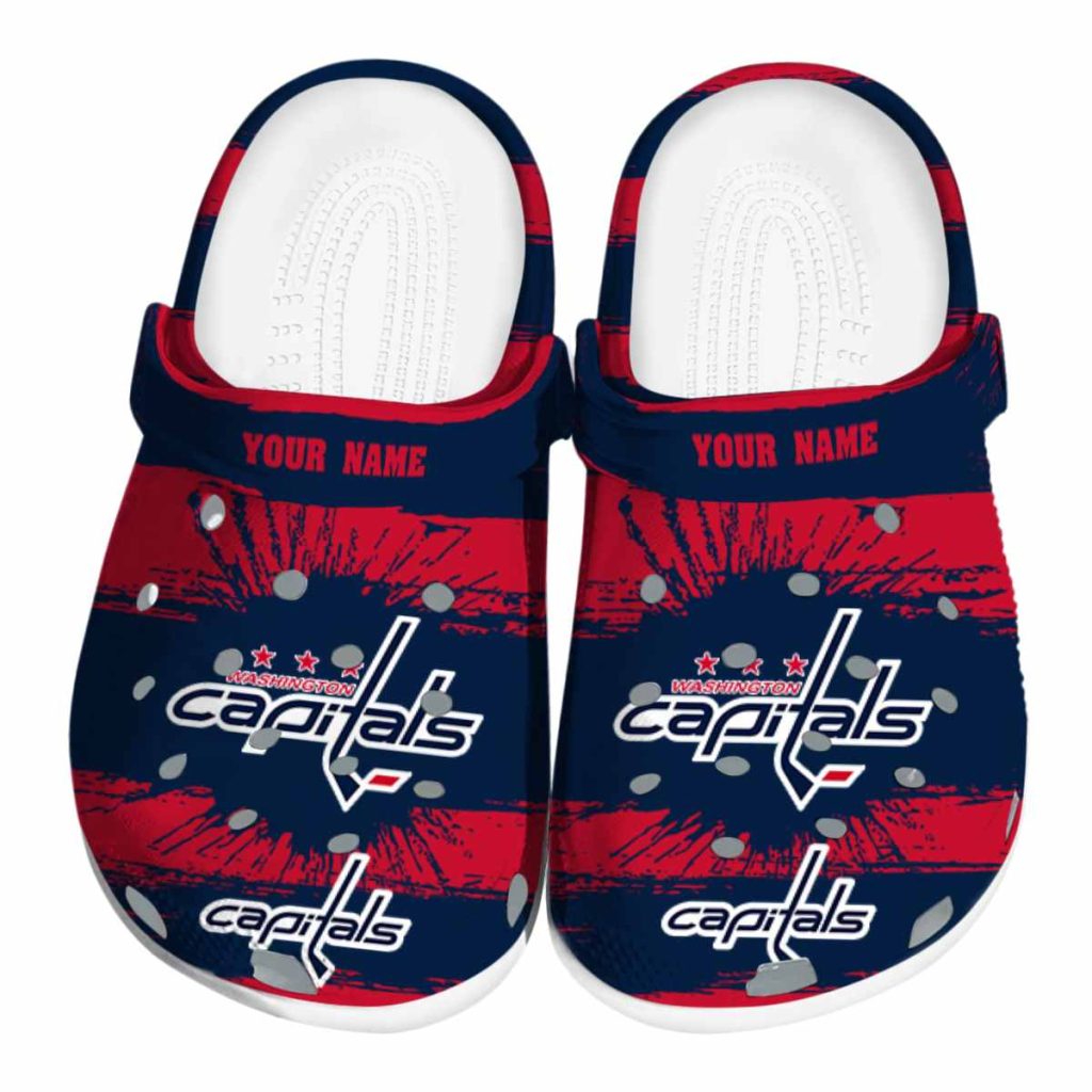Custom Washington Capitals Paint Splatter Graphics Clog - VivaCrocs