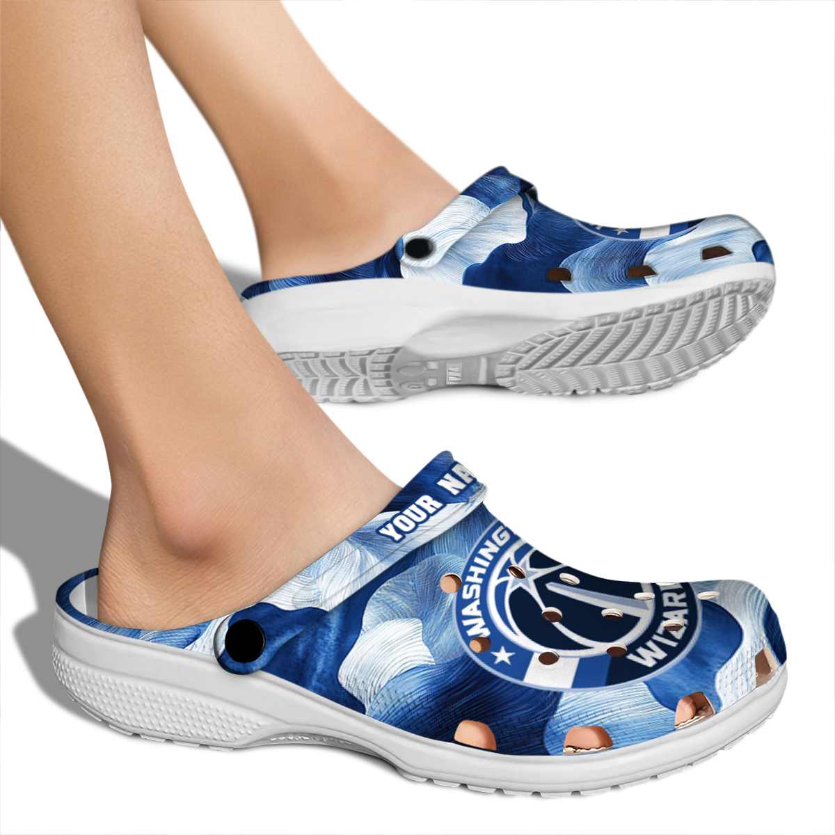 Custom Washington Wizards Ocean Waves Clog - VivaCrocs