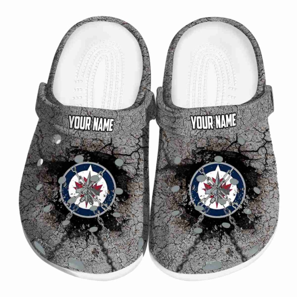 Custom Winnipeg Jets Cracked Ground Texture Clog - VivaCrocs