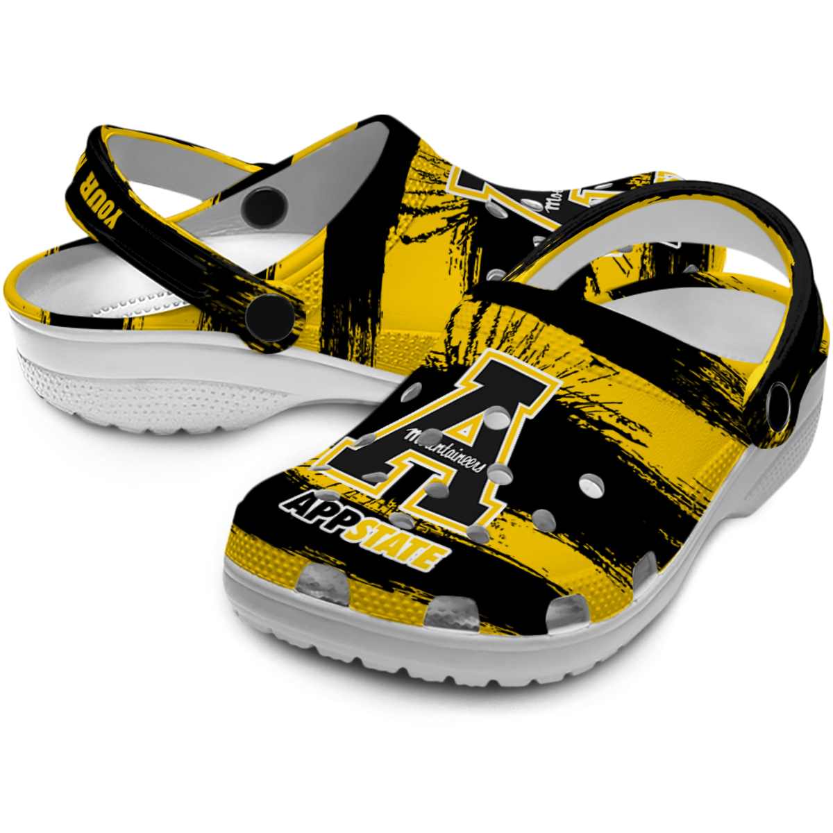 Customized Appalachian State Mountaineers Paint Splatter Graphics Clog - VivaCrocs