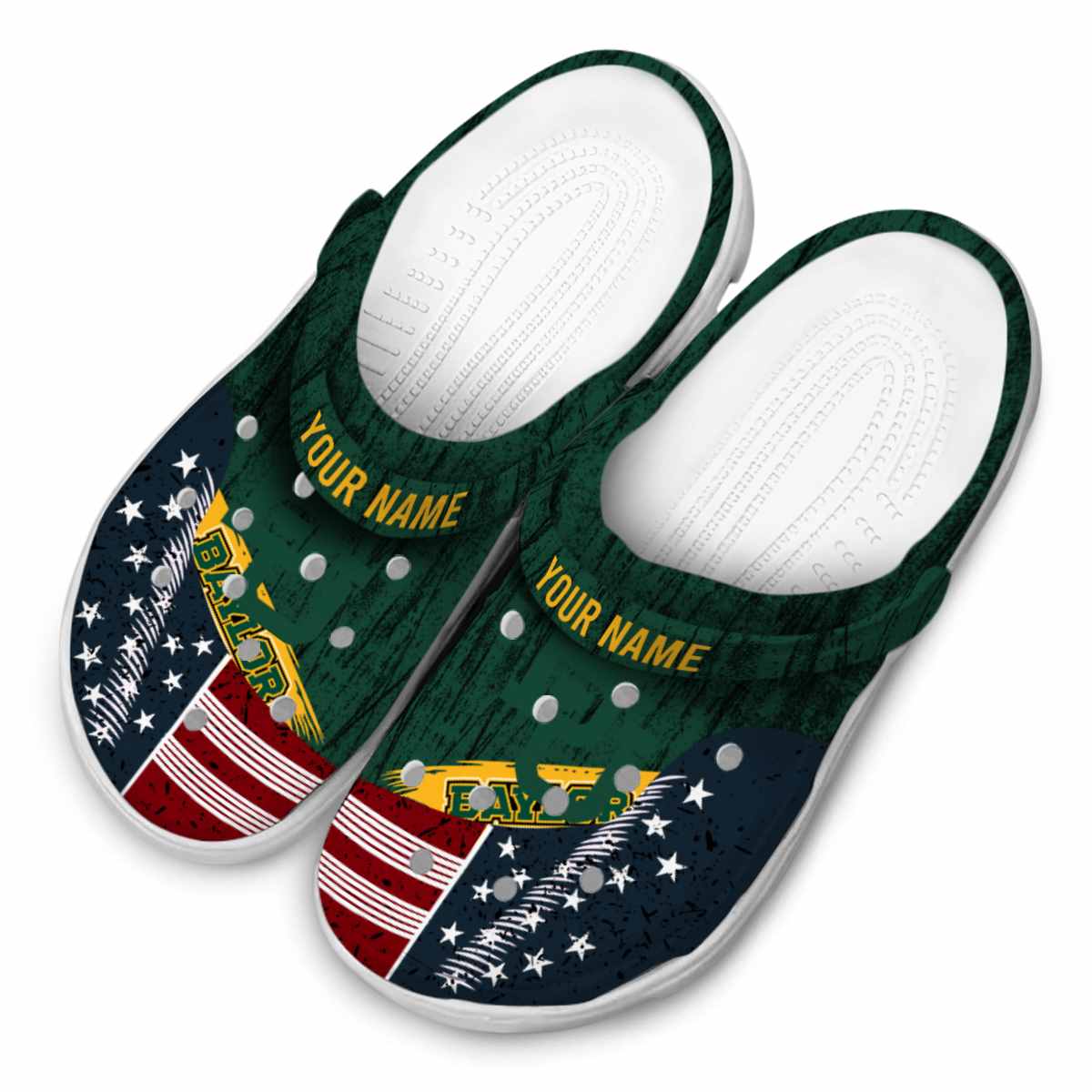 Customized Baylor Bears Star-Spangled Side Pattern Clog - VivaCrocs