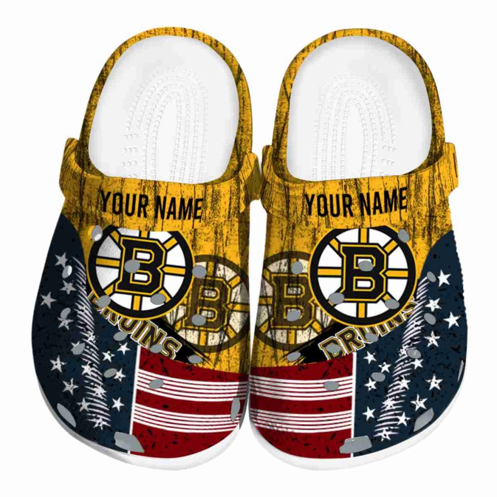 Customized Boston Bruins Star-Spangled Side Pattern Clog - VivaCrocs