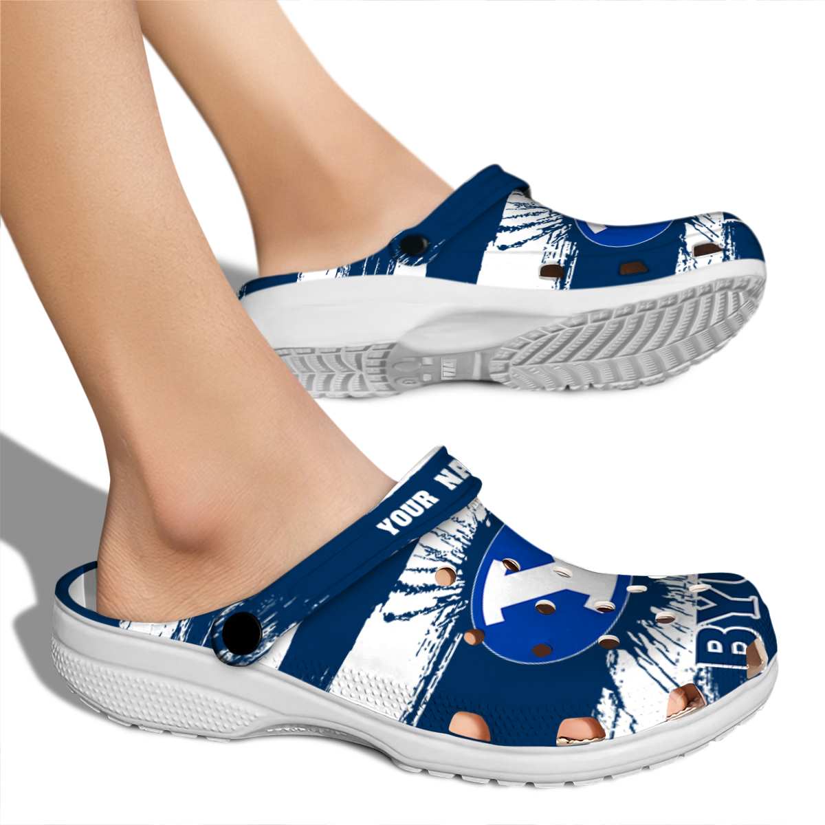 Customized BYU Cougars Paint Splatter Graphics Clog - VivaCrocs