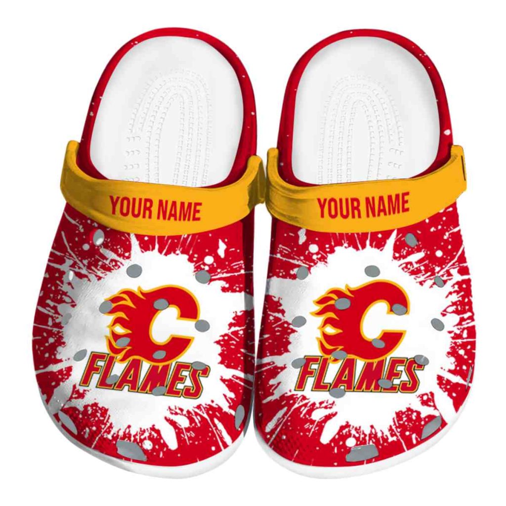 Customized Calgary Flames Splash Art Clog - VivaCrocs