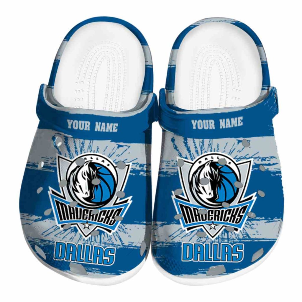 Customized Dallas Mavericks Paint Splatter Graphics Clog - VivaCrocs
