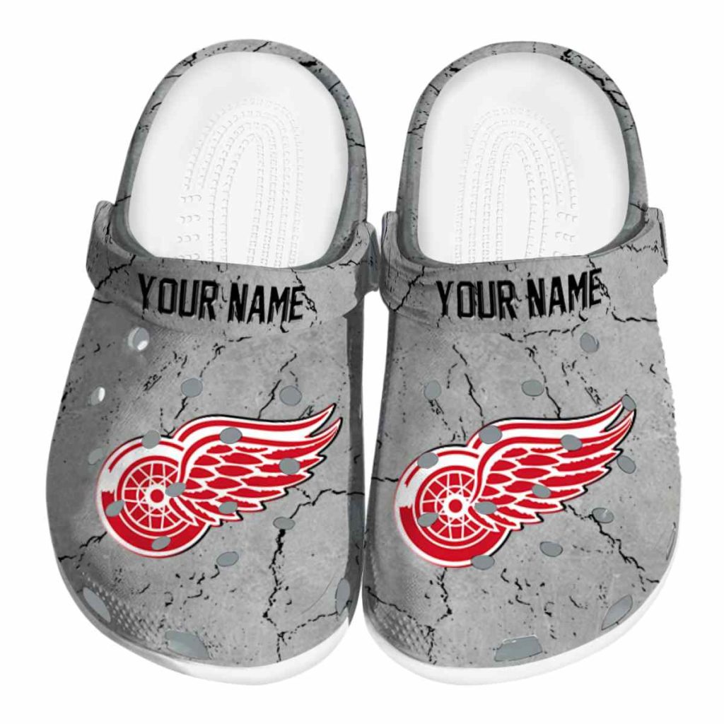 Customized Detroit Red Wings Cracked Texture Clog - VivaCrocs