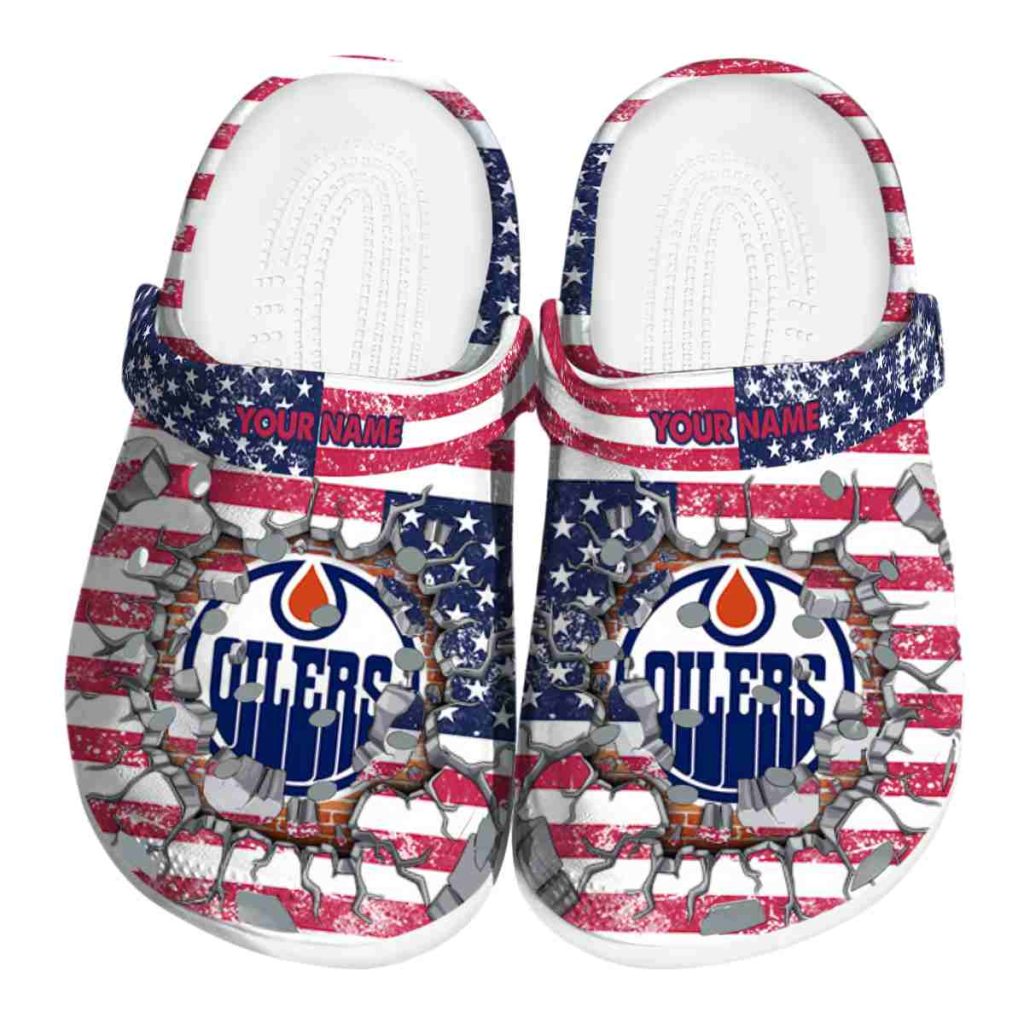 Customized Edmonton Oilers Freedom Splinter Clog - VivaCrocs