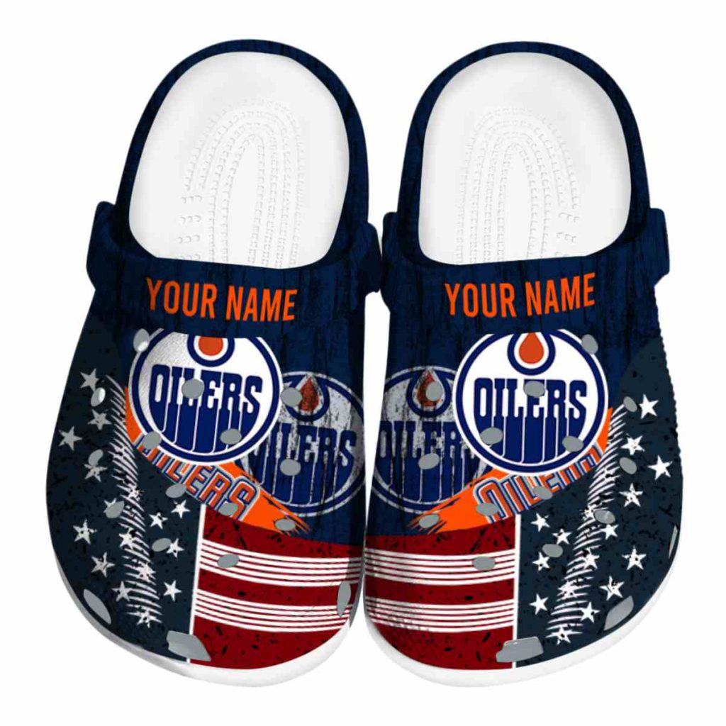 Customized Edmonton Oilers Star-Spangled Side Pattern Clog - VivaCrocs