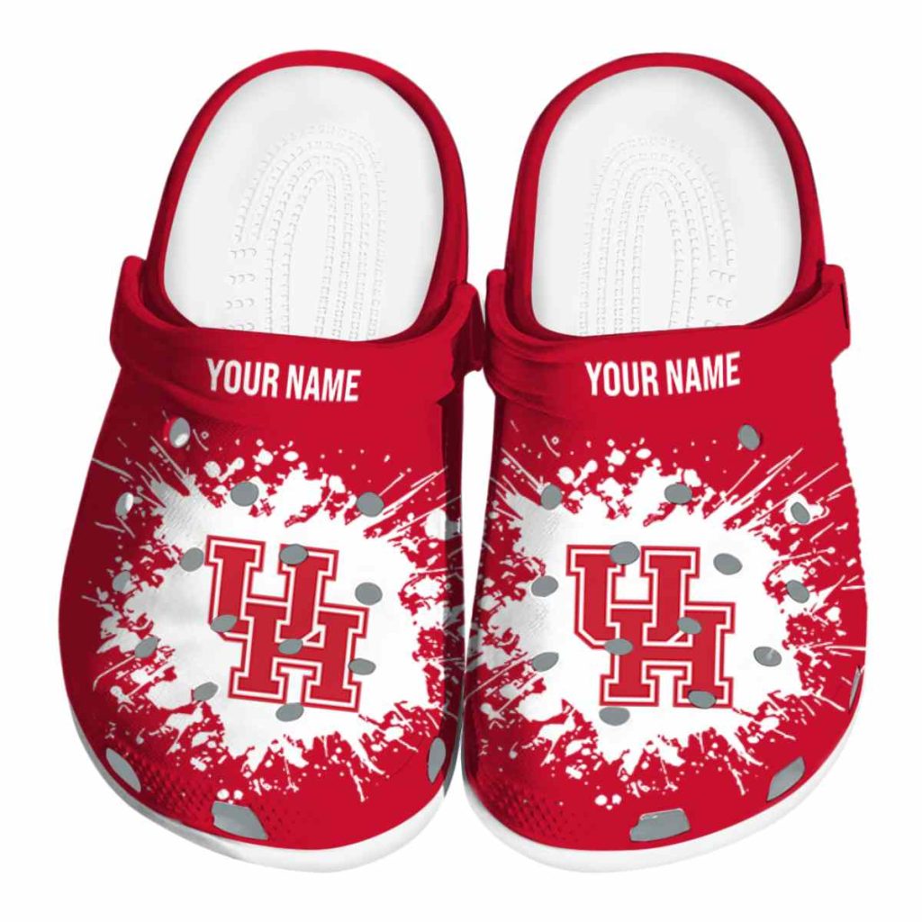 Customized Houston Cougars Splatter Background Clog - VivaCrocs