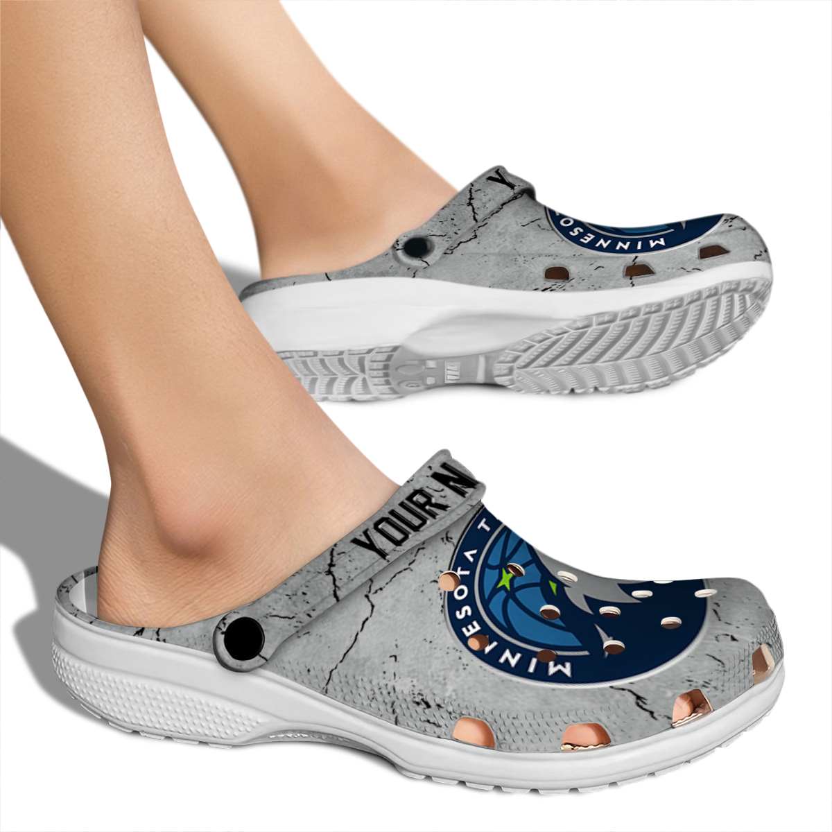 Customized Minnesota Timberwolves Cracked Texture Clog - VivaCrocs