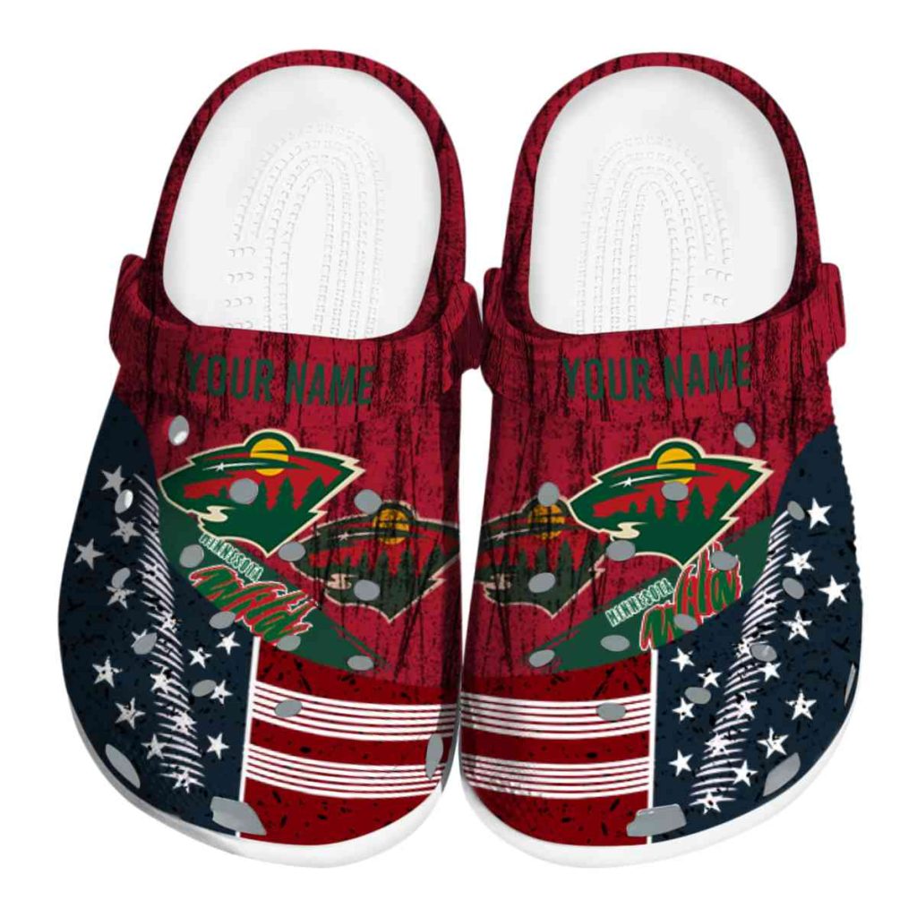 Customized Minnesota Wild Star-Spangled Side Pattern Clog - VivaCrocs