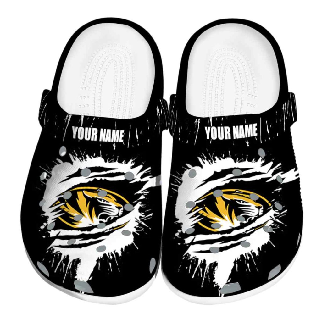 Customized Missouri Tigers Splash Motif Background Clog - VivaCrocs