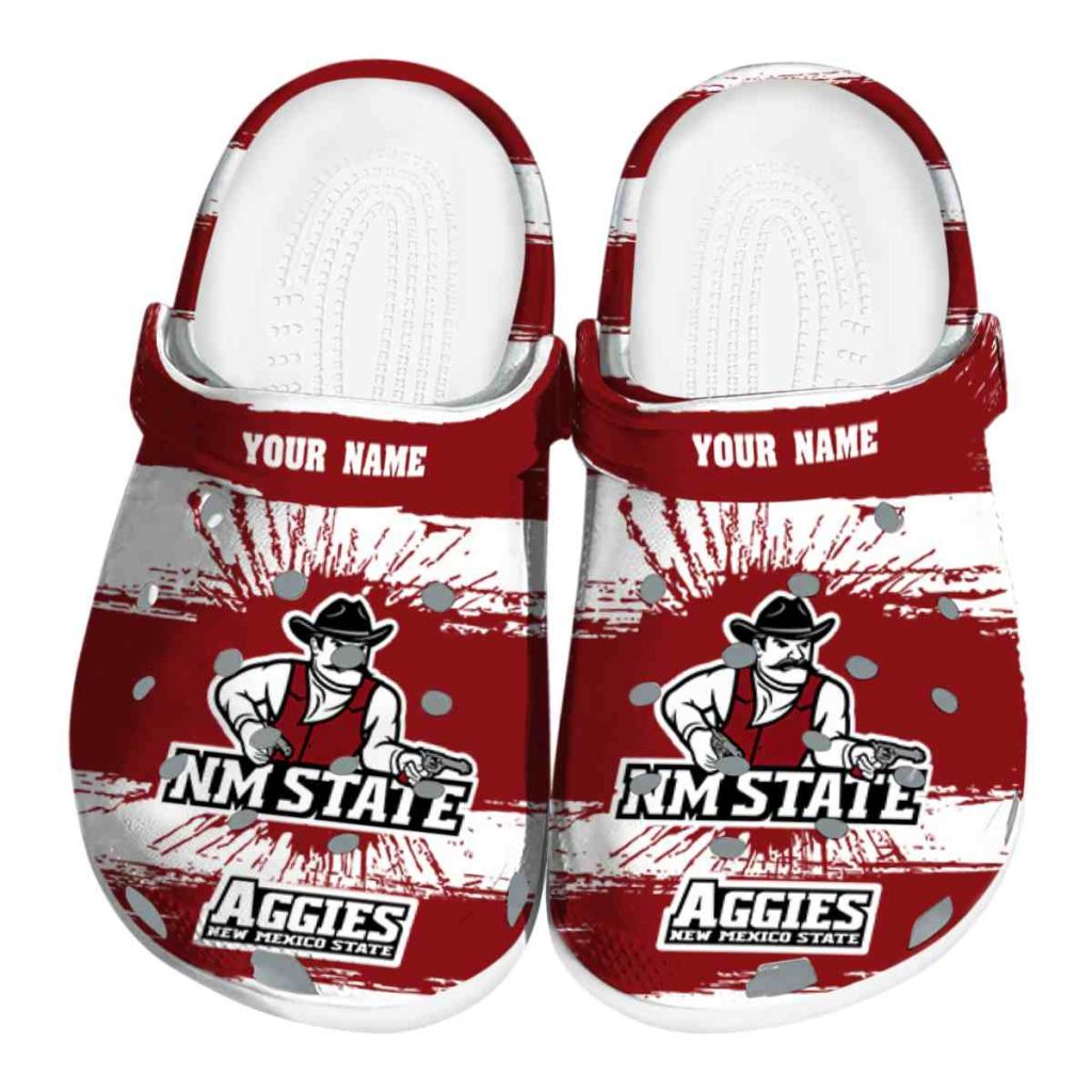 Customized New Mexico State Aggies Paint Splatter Graphics Clog - VivaCrocs