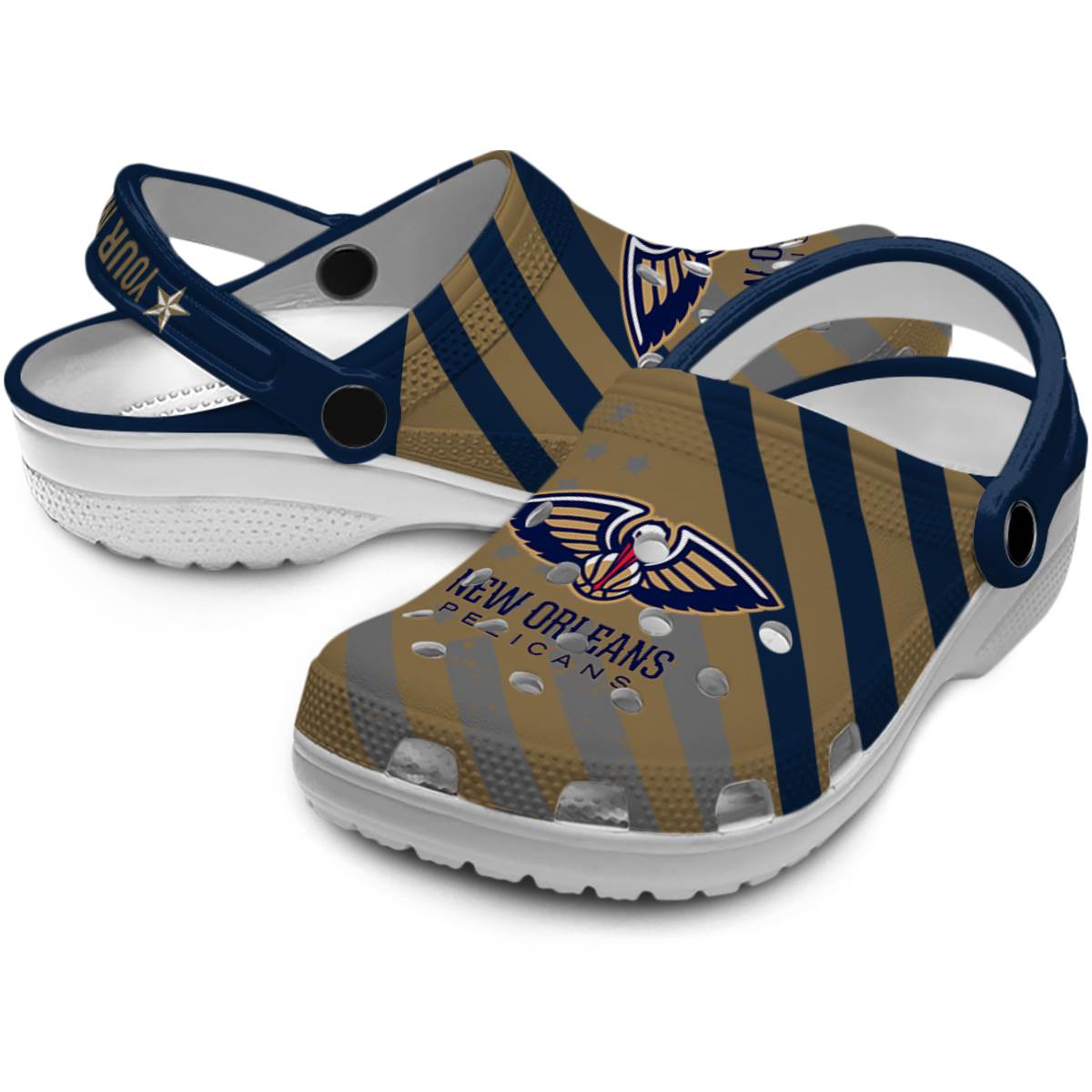 Customized New Orleans Pelicans Star-Spangled Graphic Clog - VivaCrocs
