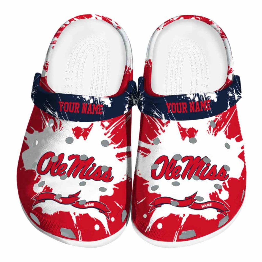 Customized Ole Miss Rebels Splatter Pattern Clog - VivaCrocs
