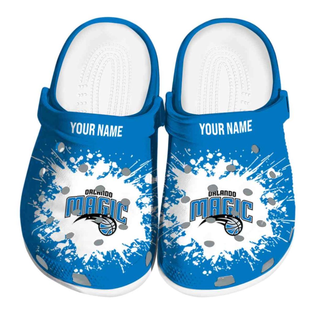 Customized Orlando Magic Splatter Background Clog - VivaCrocs