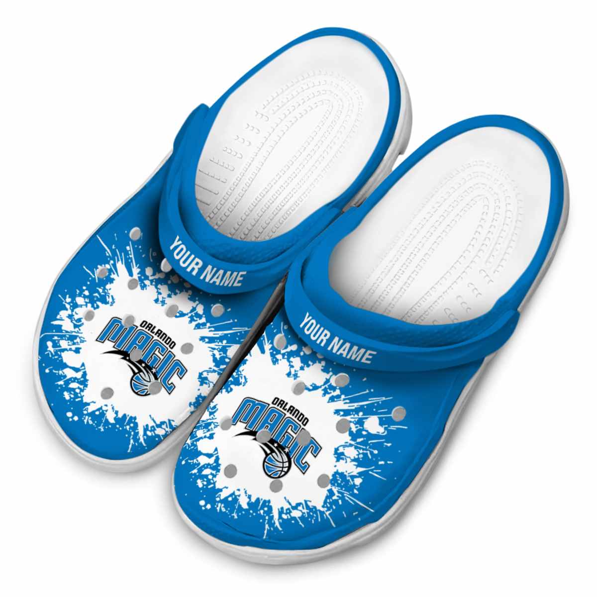 Customized Orlando Magic Splatter Background Clog - VivaCrocs