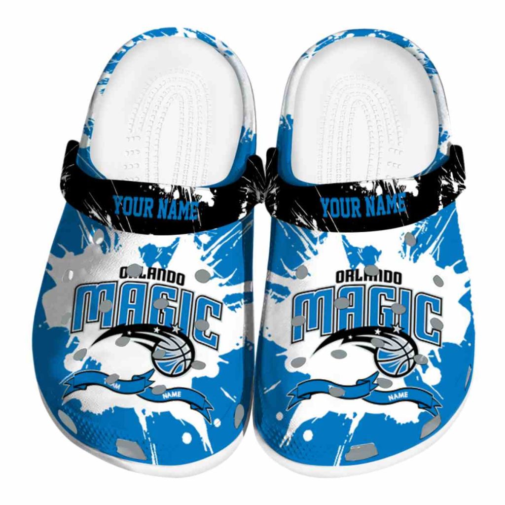 Customized Orlando Magic Splatter Pattern Clog - VivaCrocs