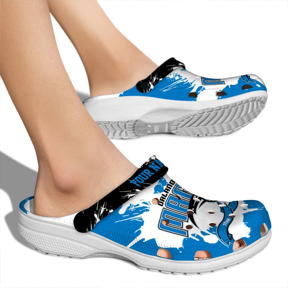 Customized Orlando Magic Splatter Pattern Clog - VivaCrocs