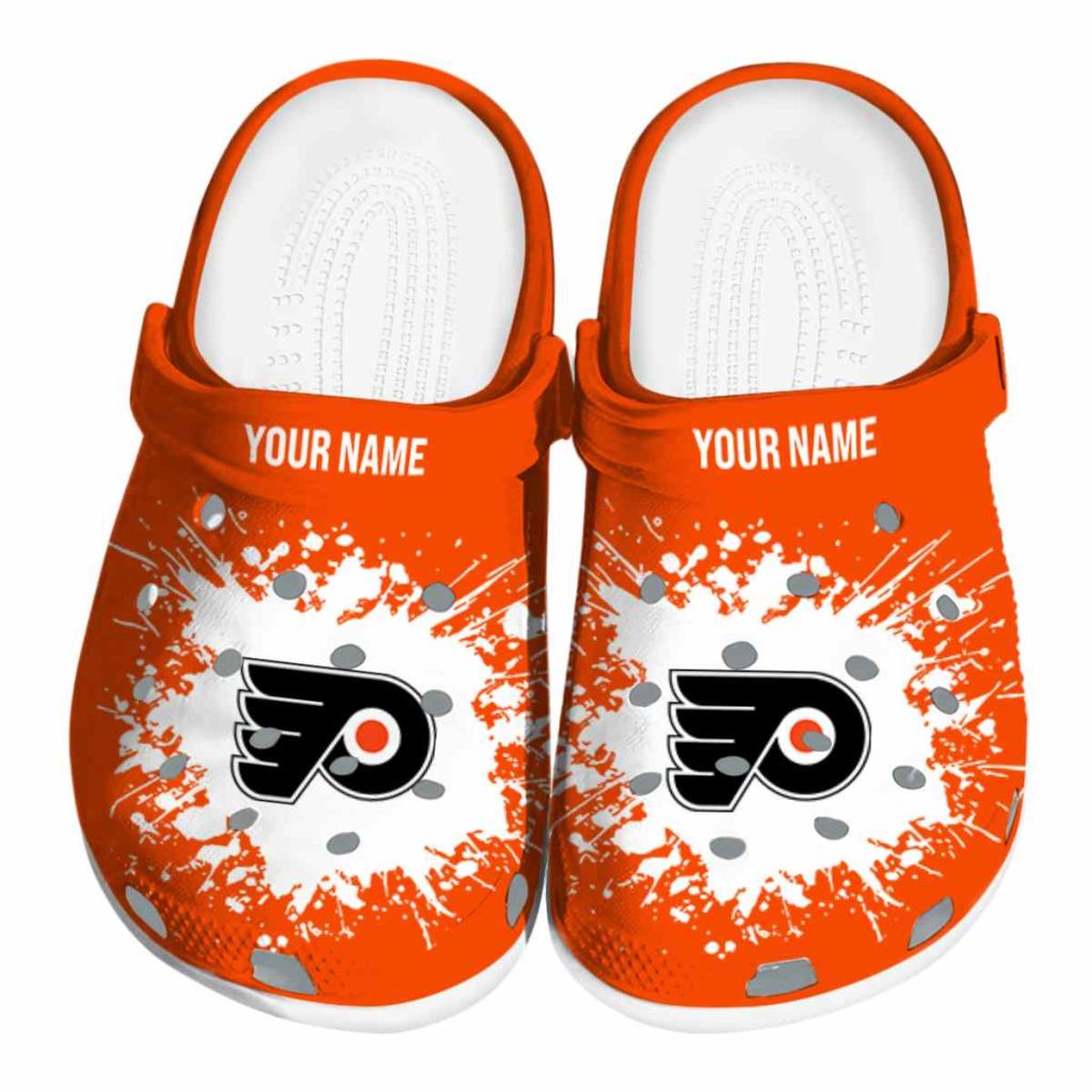 Customized Philadelphia Flyers Splatter Background Clog - VivaCrocs