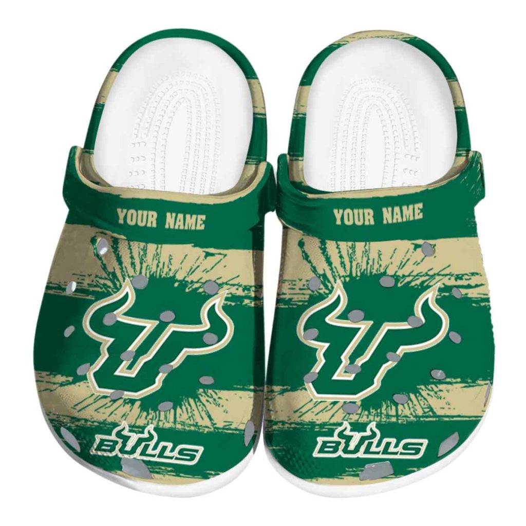 Customized South Florida Bulls Paint Splatter Graphics Clog - VivaCrocs