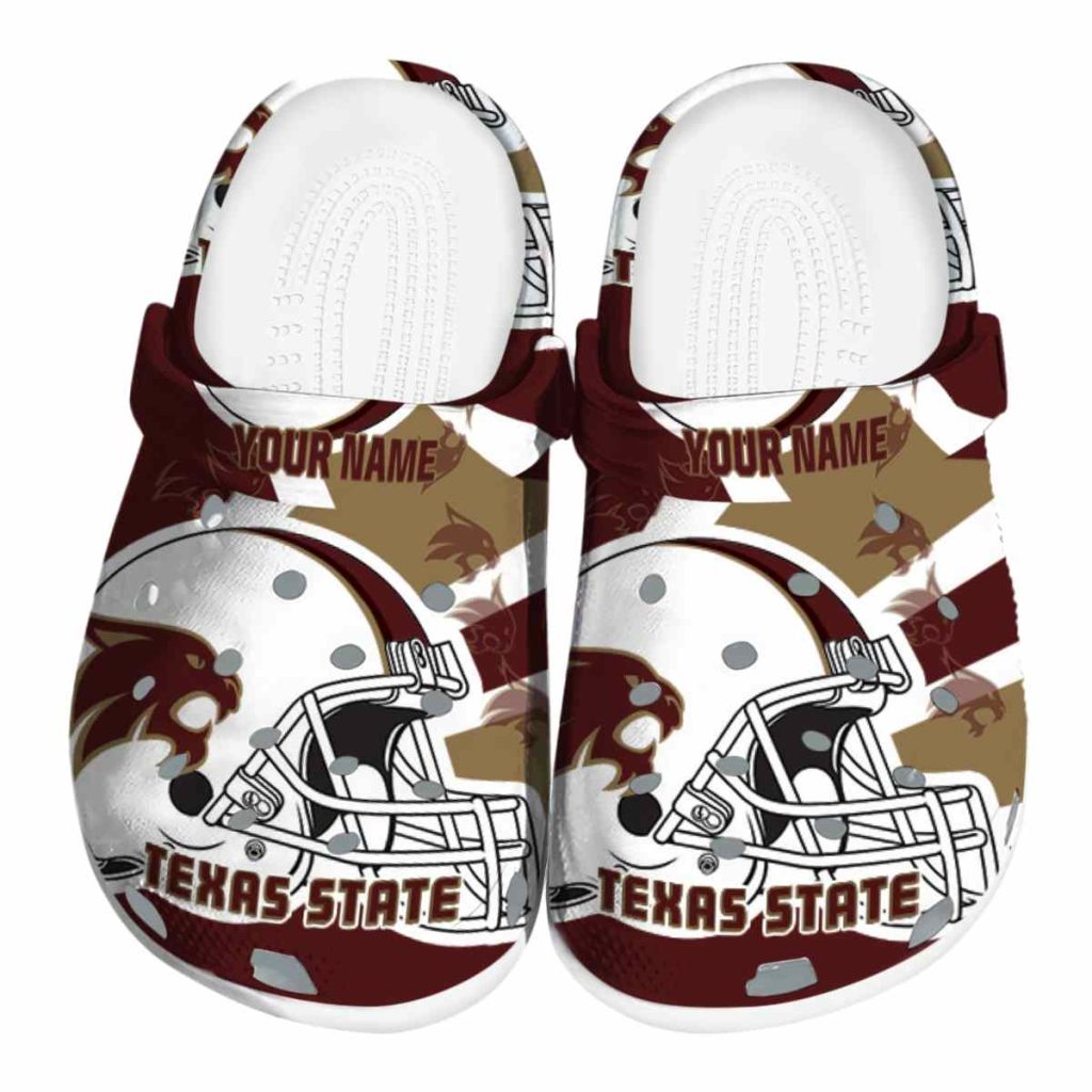 Customized Texas State Bobcats Football Helmet Clog - VivaCrocs