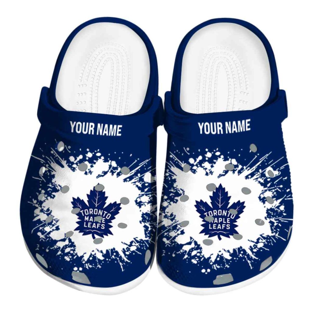 Customized Toronto Maple Leafs Splatter Background Clog - VivaCrocs