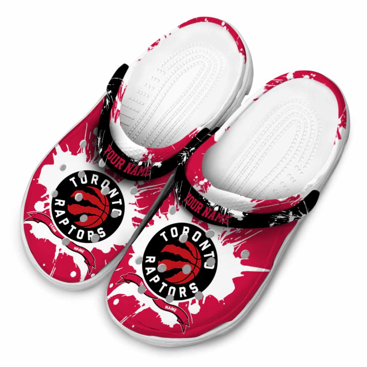 Customized Toronto Raptors Splatter Pattern Clog - VivaCrocs