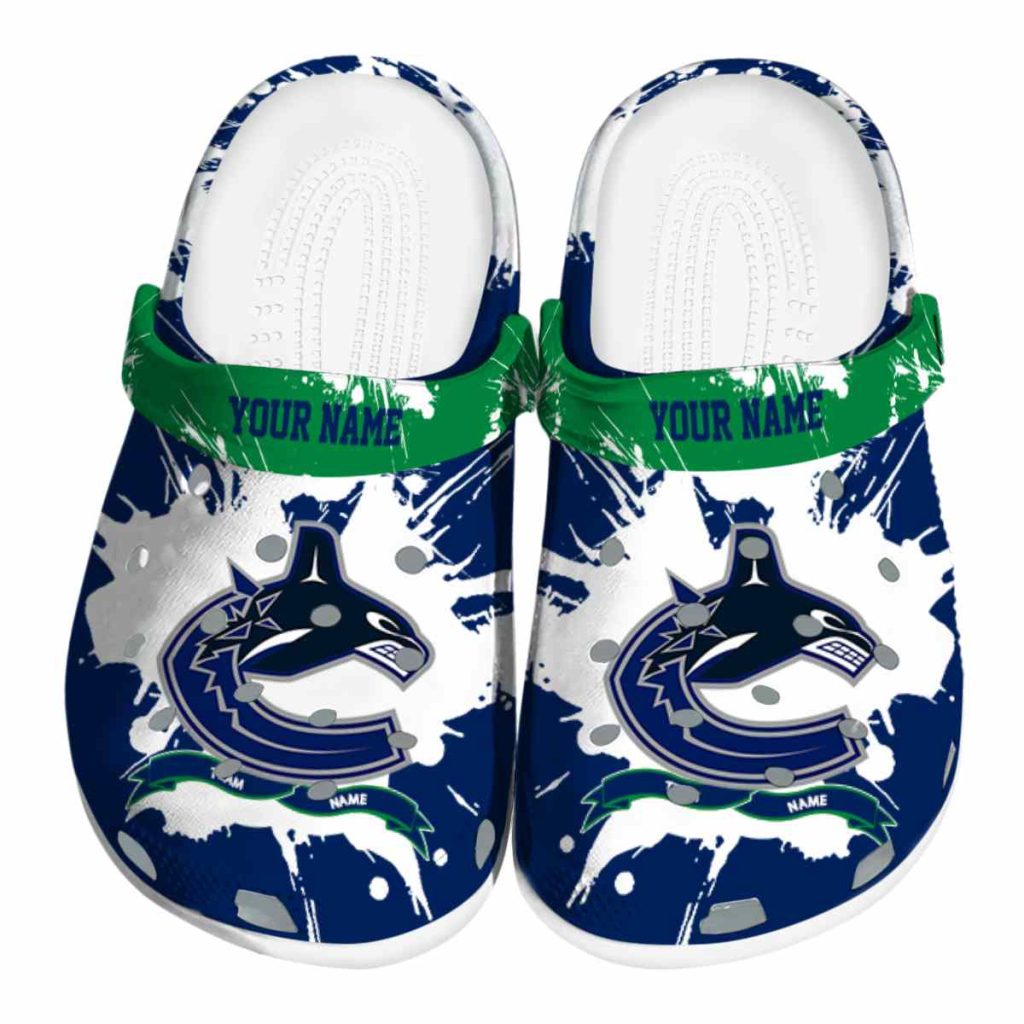 Customized Vancouver Canucks Splatter Pattern Clog - VivaCrocs