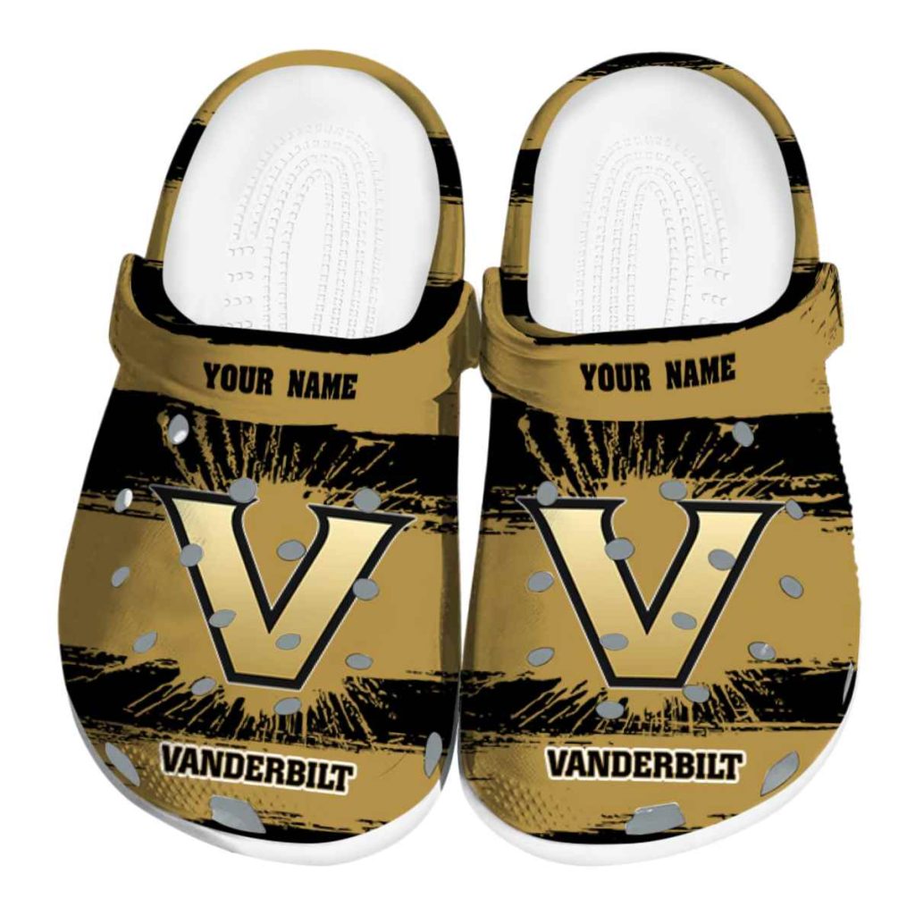 Customized Vanderbilt Commodores Paint Splatter Graphics Clog - VivaCrocs