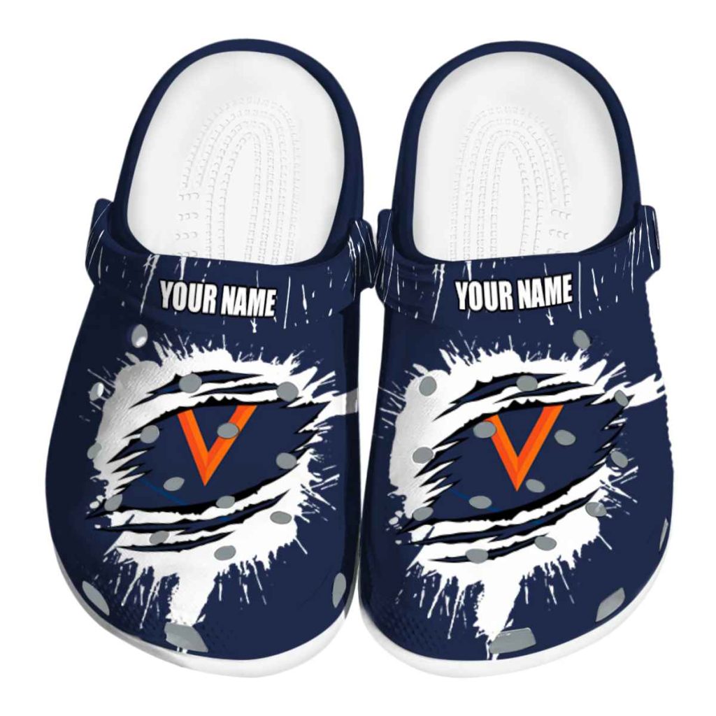 Customized Virginia Cavaliers Splash Motif Background Clog - VivaCrocs