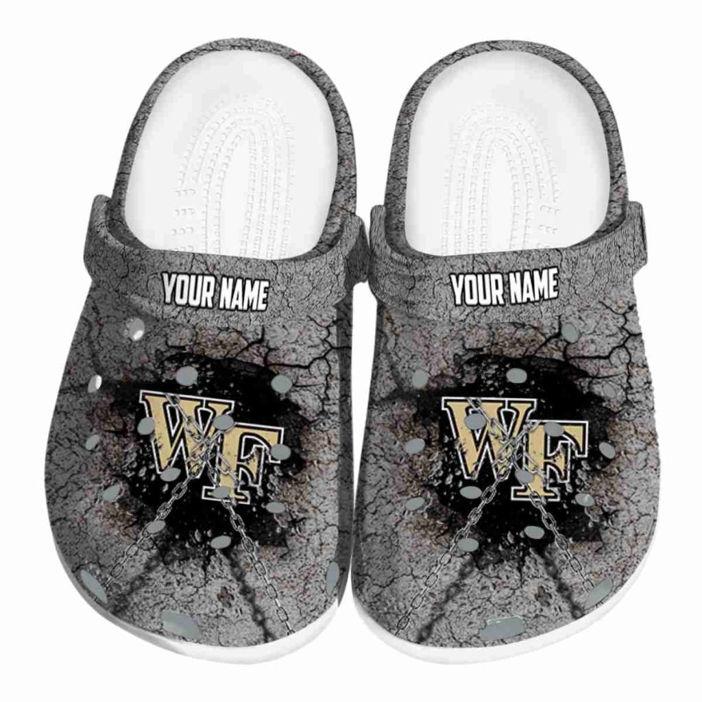 Customized Wake Forest Demon Deacons Cracked Ground Texture Clog ...