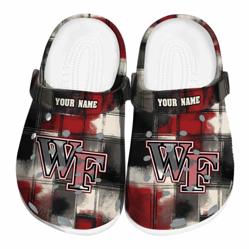 Customized Wake Forest Demon Deacons Plaid Fusion Clog - VivaCrocs