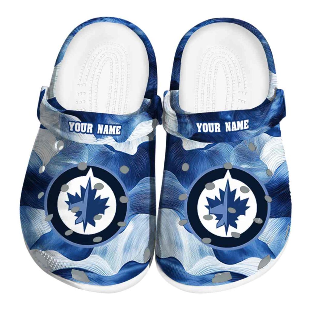 Customized Winnipeg Jets Ocean Waves Clog - VivaCrocs