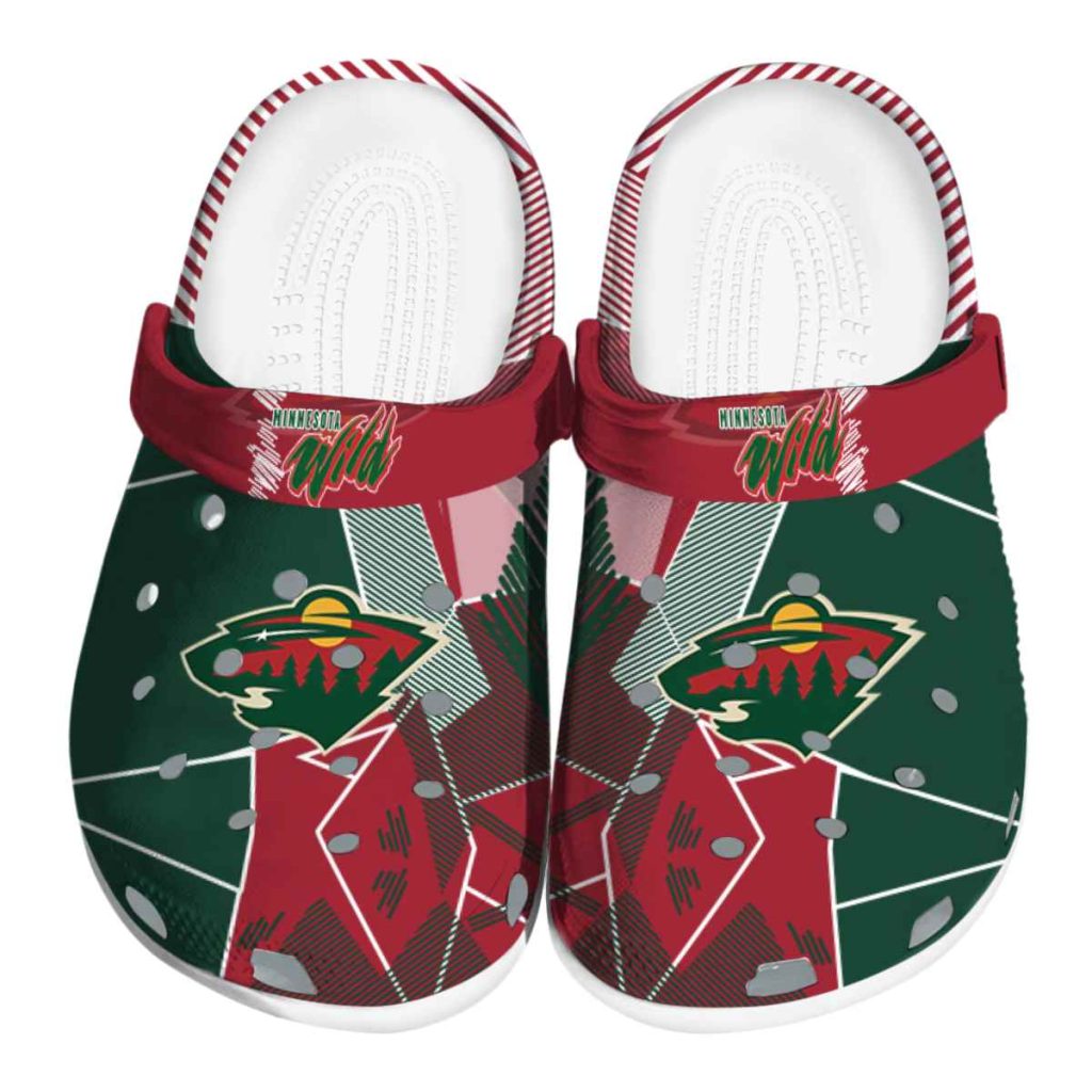 Minnesota Wild Geometric Background Clog - VivaCrocs