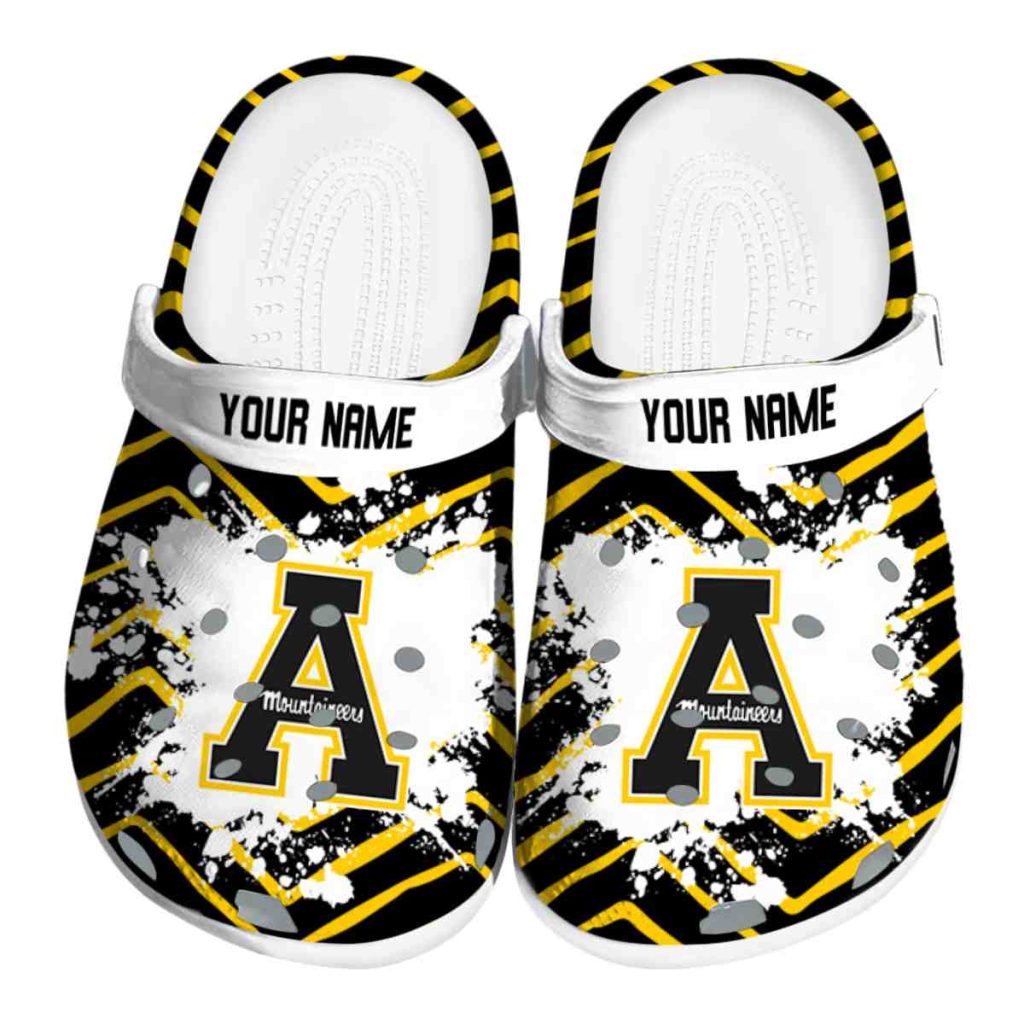 Personalized Appalachian State Mountaineers Zigzag Paint Burst Clog ...