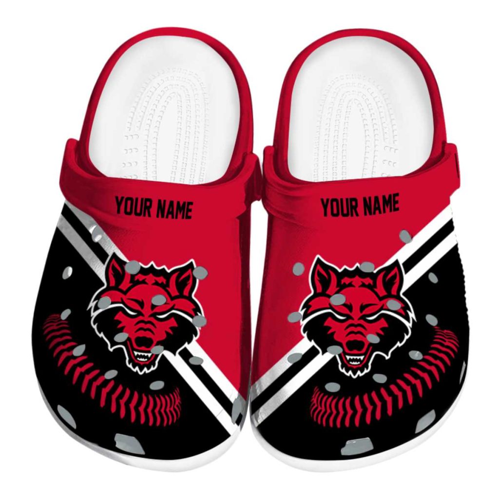 Personalized Arkansas State Red Wolves Baseball Motif Clog - VivaCrocs