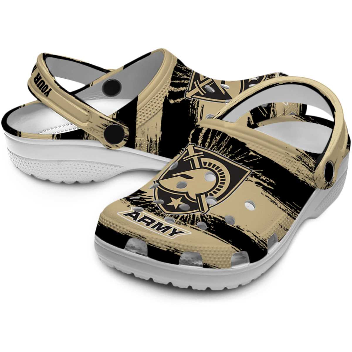 Personalized Army Black Knights Paint Splatter Graphics Clog - VivaCrocs